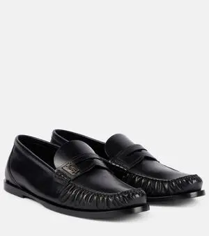 Saint Laurent Leather Penny Loafers - Black