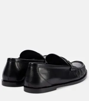 Saint Laurent Leather Penny Loafers - Black