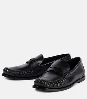 Saint Laurent Leather Penny Loafers - Black