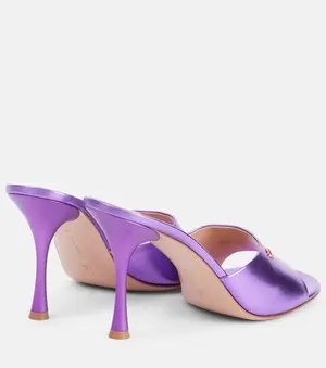 GIANVITO ROSSI Logo Metallic Leather Mules - Purple