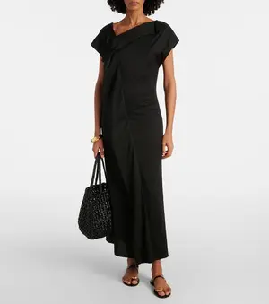 Plan C Asymmetric Draped Midi Dress
