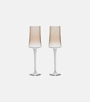 Brunello Cucinelli Set Of 2 Murano Glass Champagne Flutes - Beige