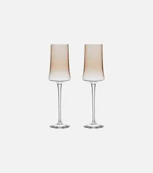 Brunello Cucinelli Set Of 2 Murano Glass Champagne Flutes - Beige