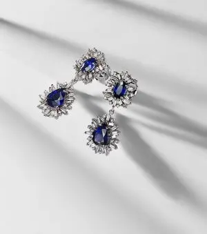 SUZANNE KALAN Doublet 18kt White Gold Sapphire And Diamond Drop Earrings