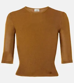 Saint Laurent Cassandre Knitted Top - Brown