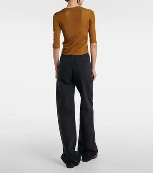 Saint Laurent Cassandre Knitted Top - Brown