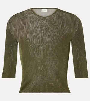 Saint Laurent Cassandre Knitted Top - Green