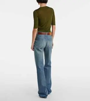 Saint Laurent Cassandre Knitted Top - Green
