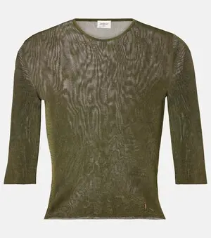 Saint Laurent Cassandre Knitted Top - Green