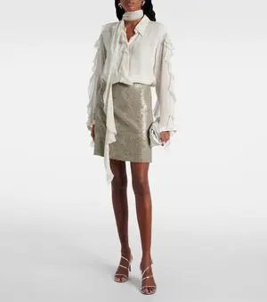 Dorothee Schumacher Sequined Pencil Midi Skirt - Grey