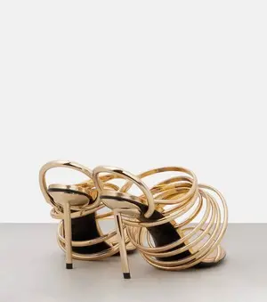 Alaïa Spiral 90 Metallic Leather Sandals