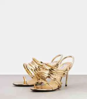 Alaïa Spiral 90 Metallic Leather Sandals