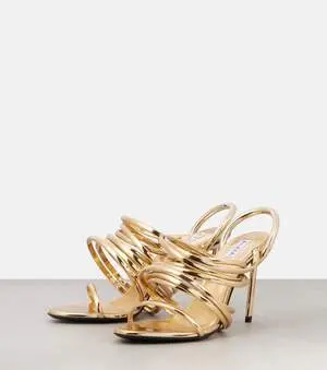 Alaïa Spiral 90 Metallic Leather Sandals