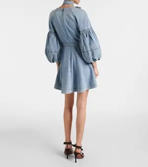 Zimmermann Tie-neck Denim Mini Dress - Blue