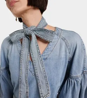 Zimmermann Tie-neck Denim Mini Dress - Blue