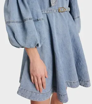 Zimmermann Tie-neck Denim Mini Dress - Blue