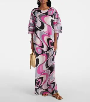Emilio Pucci Onde Cotton Muslin Kaftan - Black