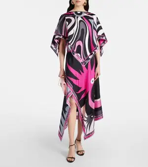 Emilio Pucci Stella Asymmetric Silk Midi Skirt - Black