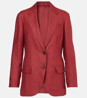Brunello Cucinelli Hemp And Linen Gabardine Blazer - Red