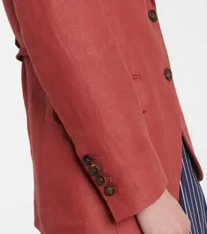 Brunello Cucinelli Hemp And Linen Gabardine Blazer - Red