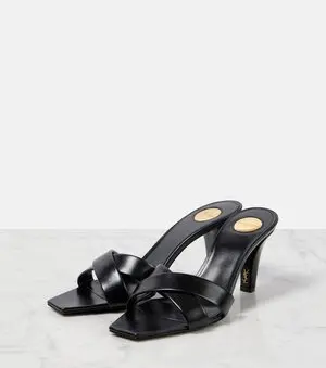 Saint Laurent Jill 75 Leather Mules - Black