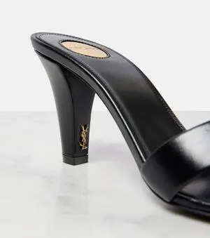Saint Laurent Jill 75 Leather Mules - Black