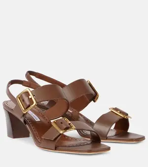 Manolo Blahnik Thalitsli Leather Sandals - Brown