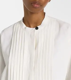 JIL SANDER Plissé Linen Shirt - White