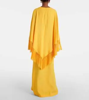 TALLER MARMO Fringed Crêpe Cady Kaftan - Yellow