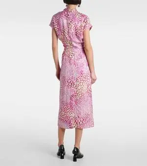 Dries Van Noten Printed Satin Midi Dress - Pink