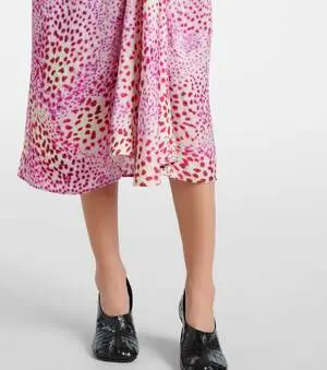 Dries Van Noten Printed Satin Midi Dress - Pink