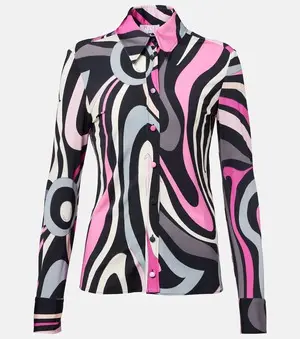 Emilio Pucci Marmo Printed Jersey Satin Shirt - Black