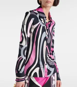 Emilio Pucci Marmo Printed Jersey Satin Shirt - Black