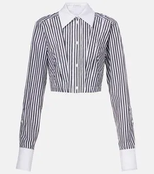 Sportmax Striped Cropped Shirt - Black