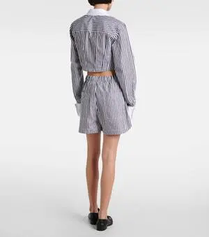 Sportmax Striped Cropped Shirt - Black