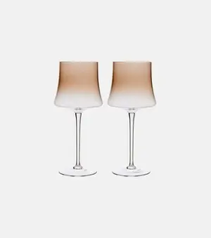 Brunello Cucinelli Set Of 2 Murano Glass Red Wine Glasses - Beige