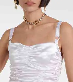 Dolce & Gabbana Ruched Satin Minidress - White