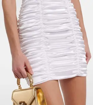Dolce & Gabbana Ruched Satin Minidress - White