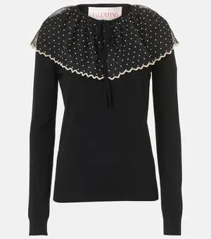 Valentino Garavani Tulle-trimmed Wool Sweater