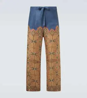 Valentino Garavani Printed Wide-leg Linen Pants