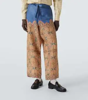 Valentino Garavani Printed Wide-leg Linen Pants