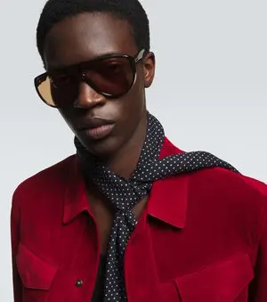 TOM FORD Achilles Aviator Sunglasses - Black