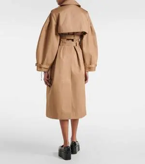 GANNI Cotton Trench Coat - Beige