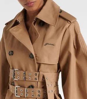 GANNI Cotton Trench Coat - Beige