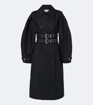 GANNI Cotton Trench Coat - Black