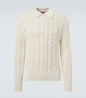 Ralph Lauren Purple Label Cable-knit Cotton-blend Sweater - Beige