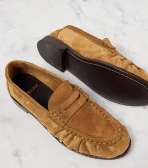 Saint Laurent Le Loafer Suede Penny Loafers - Brown