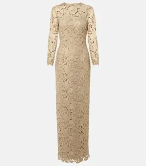 Oscar De La Renta Floral Lace Gown - Gold