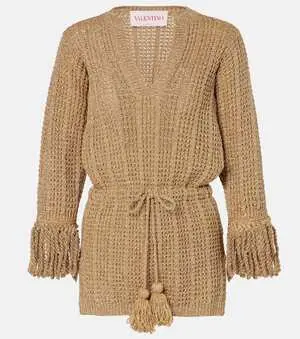 Valentino Garavani Open-knit Lamé Mini Dress