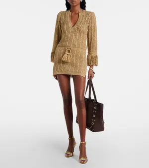 Valentino Garavani Open-knit Lamé Mini Dress
